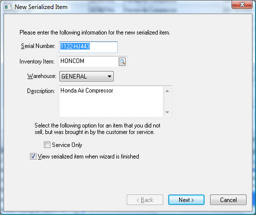 Viewing or Changing Serialized Items from the Inventory Item