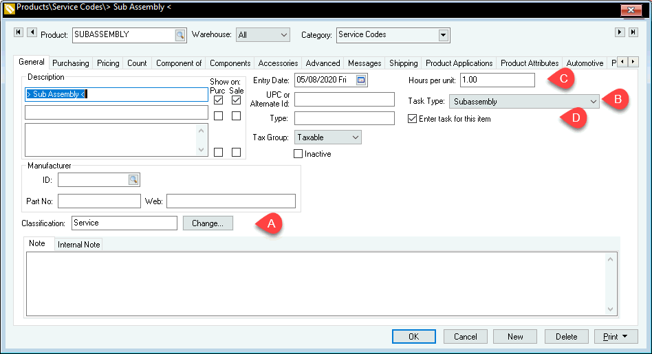 Creating a Task from a Manufacturing Batch
