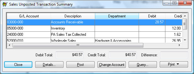 Displaying Unposted Sales Transactions