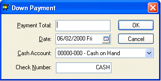 Down Payment on an Invoice or Sales Order