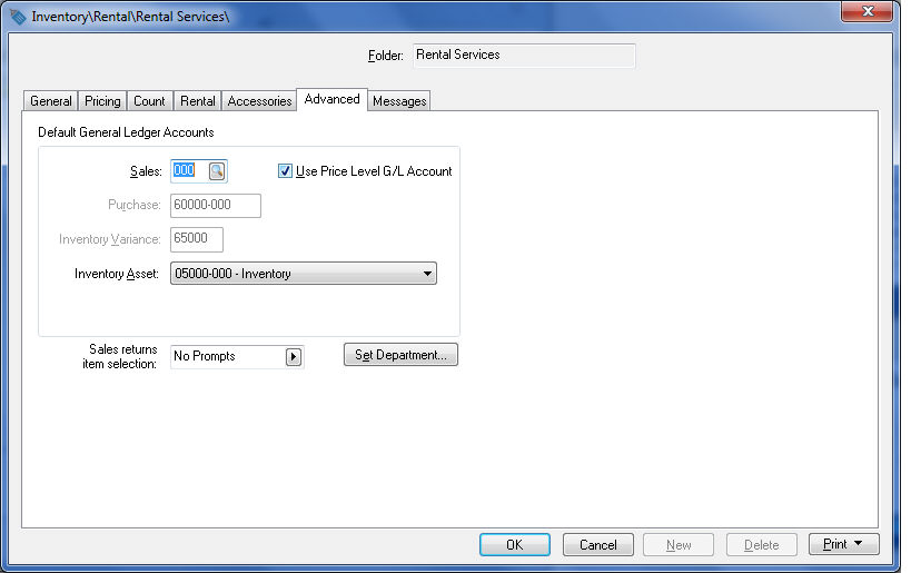 Inventory Folders For Rental Items