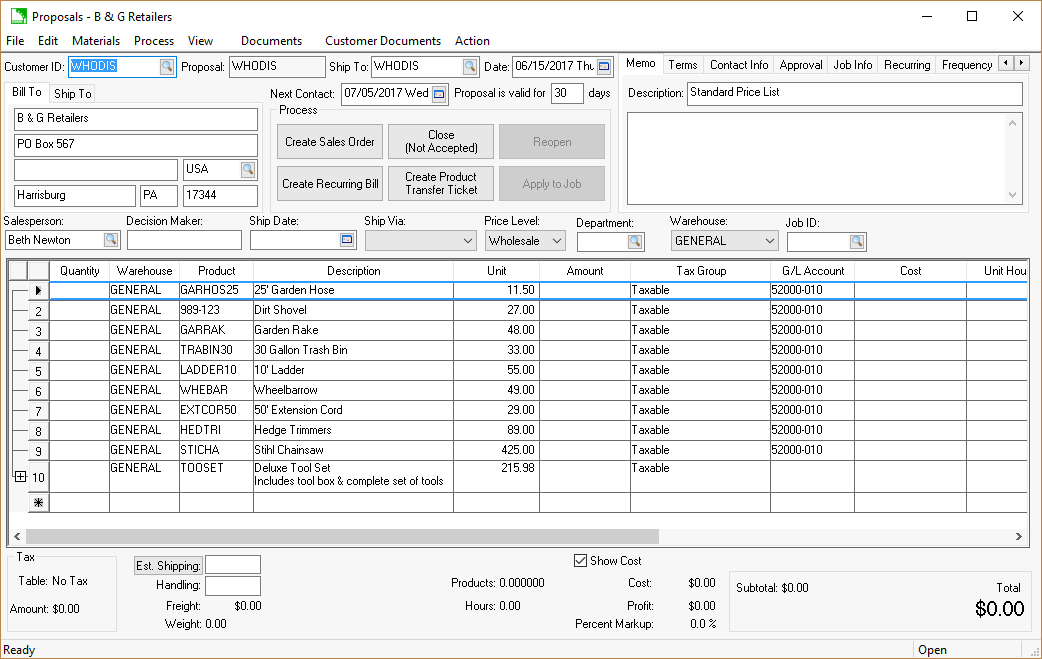 Customer Specific Pruduct or Price List